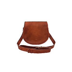 Handmade Full Grain Vintage Leather Crossbody Sling Bag Women/Teen Girls Purse Wallet Satchel Handbag Messenger Bags (Extra Small), Brown