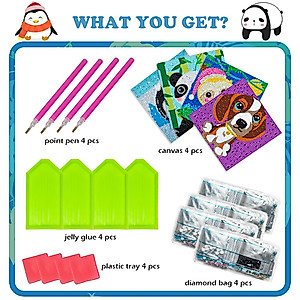 Labeol 6 Pieces 5D Diamond Painting Kit for Kids Painting Kit Crystal Easy Painting Art Craft Set for Home 5D Full Drill (6 Packs A)