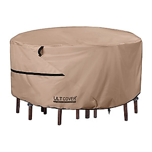 ULTCOVER Round Patio Furniture Cover - Outdoor Waterproof Table with Chair Set Cover 76 inch