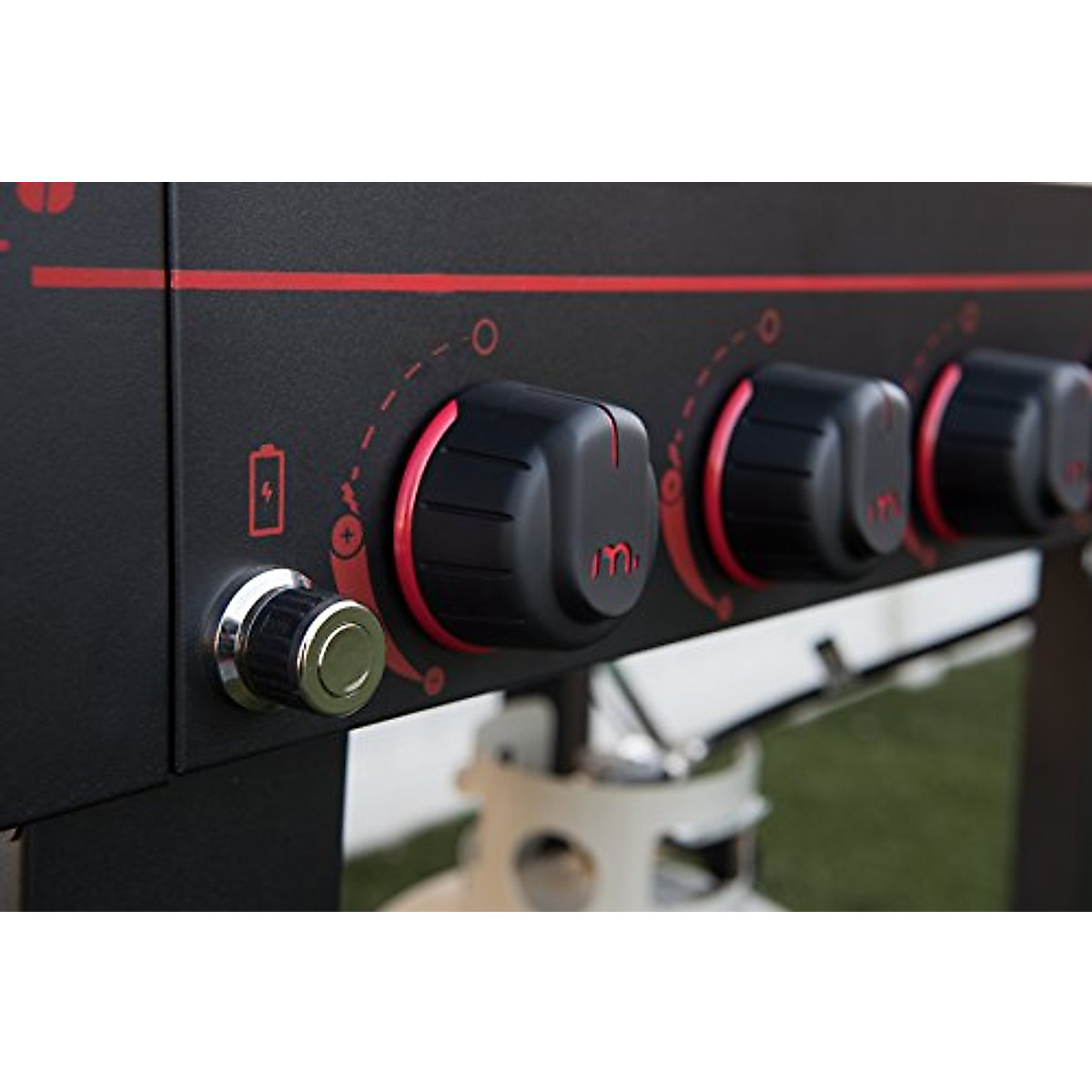 Megamaster 720-0982 5 Burner Propane Barbecue Gas Grill, Side Shelves with Hooks, for Outdoor Cooking, Patio, Garden Barbecue Grill, 50000 BTUs, Open Chart, Black