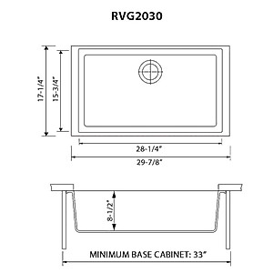Ruvati 30 x 18 inch Granite Composite Undermount Single Bowl Kitchen Sink - Midnight Black - RVG2030BK