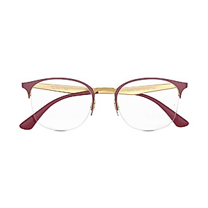 Ray-Ban RX6422 Square Prescription Eyeglass Frames, Matte Bordeaux On Rose Gold/Demo Lens, 49 mm
