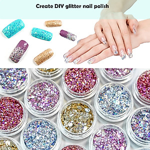 Body Glitter+Gel Kit,JASSINS Holographic Face Glitter,7 Style Fine Glitter for Art Nail,Hair, Eye,Eyeshadow Makeup.(Color-1)