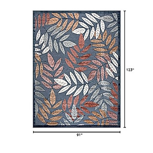 Water Resistant Modern 8x10 Indoor Outdoor Patio Rug | Floral Outdoor Rugs for Patios, Deck, Porch, Entryway | Outside Area Rug | 7'7'' x 10'3''