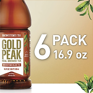 Gold Peak Tea, Unsweet Tea, 16.9 fl oz, 6 Pack