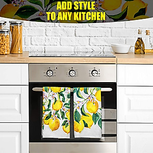 KOALAND Flour Sack Towels, Set of 3 Oversized Tea Towels for Kitchen with Printed Lemon Designs, 100-percent Cotton, Cute Kitchen Towel Set, Lemon Kitchen Decor, Decorative Dish Towels
