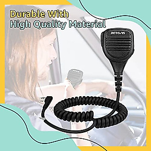Retevis RT3S Walkie Talkie Mic with 3.5mm Audio Jack, IP54 Waterproof Shoulder Mic Compatible with RT22 RT68 RT5R RT86 RT85 RB17V RB87 RT27 RB85 RT81 RT1 Baofeng BF-F8HP UV5R Two Way Radio (1 Pack)