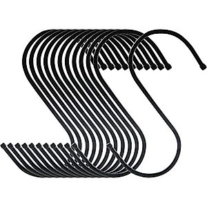 WHYHKJ 12pcs Black Large Size S Shape Hooks Heavy-Duty Stainless Steel Hanging Hooks Pot Pan Hanger Clothes Storage Rack Tool Kitchen Tools