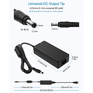 ALITOVE 24V Power Supply 4A 96W AC/DC Adapter 100-240V AC to DC 24 Volt Converter 4amp 3.75A 3.5A 3.3A 3.2A Transformer 5.5x2.5mm for LED Strip CCTV Camera LCD Monitor Massage Chair