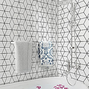 ReWallpaper 17.7X276 Self Adhesive Wallpaper Roll Geometric Peel and Stick Wallpaper Black and White Design Patterned Contact Paper for Cabinets Counter Cupboard Door Closets Drawers Neutral Vinyl