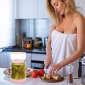 AiHeart Pickle Jar with Strainer Flip,51oz Pickle Jar,Pickle Container with Strainer,Airtight Hourglass Pickle Jar,For Dill Sliced Pickles Jalapeno,Olive(Pink)