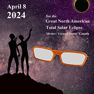 lip-on Frame Solar Eclipse Glasses Approved 2024, CE and ISO Certified Eclipse Shades for Direct Sun Viewing (Clip-on Orange)