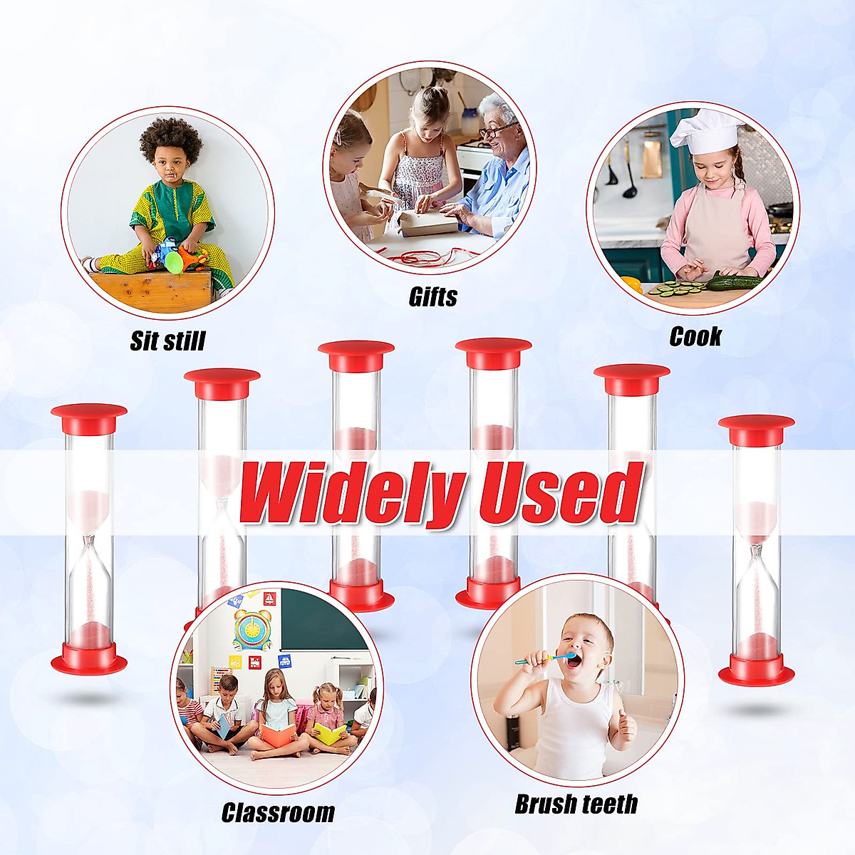 200 Pcs Sand Timer 1 Minute Sand Timer in Bulk Acrylic Covered Hourglass Timer Red Sand Clock for Classroom Kitchen Preschool Teacher Home Supplies, 3.35 x 0.98 x 0.98 Inches