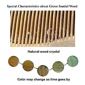 Onedor Natural Handmade Green Sandalwood Wide Tooth & Fine Tooth Wooden Comb Set, Natural Sandalwood scent for Beautiful Hairs. None-Tangled Hair & Anti-Static by nature