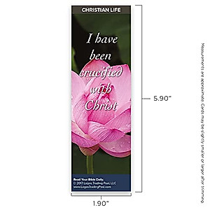 Christian Bookmark with Bible Verse, Pack of 25, Christian Life Themed, I Have Been Crucified with Christ, Galatians 2:20