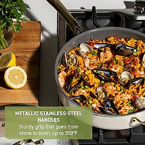 T-fal Preserve Ceramic, Ceramic Non Stick Fry Pan 12 Inch, Oven Broiler Safe 350F, Inoceram Glide Technology, Even Heat Base, Nonstick Cookware, Pots and Pans, Kitchen Frying Pan, Skillet, Beige