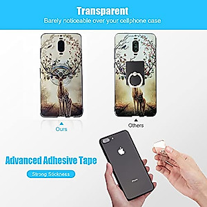 Libosaus Transparent Phone Ring Stand Holder, Round Cell Phone Ring Grip, Clear Finger Ring, Compatible iPhones and Andriod Mobile Phones (3 Silver)