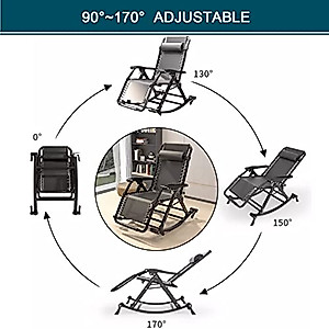 HAicom Rocking Lounge Chair, Patio Rocker Chair, Living Room Chair Outdoor Garden Furniture Patio Porch Rocker Relaxing Chair, Rattan Reclining Deck Chair (A)
