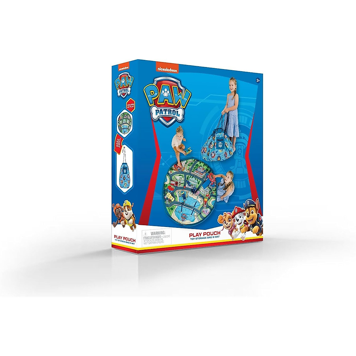 Paw Patrol Play Pouch, Ultimate All-in-1 Play Mat & Toy Storage Bag, Huge 55” Inner Interactive Play Space, Convenient, No-Mess Pack-Away, Portable Playtime Storage Solution, Ages 3+