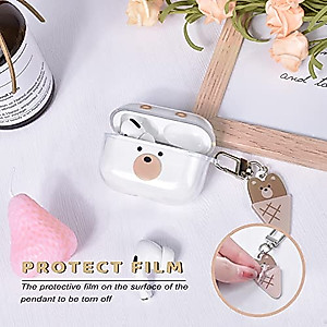 Newseego Case Compatible with Airpods Pro, Cute Bear Cartoon Design Airpods Pro Case for Girls and Women [Front LED Visible] Clear Soft TPU Protective Cover Case for Airpods Pro