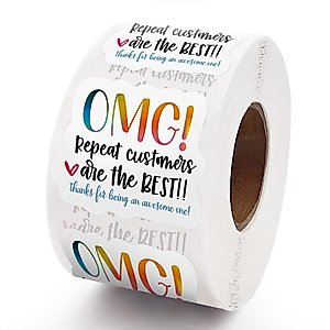 Calyders 500 PCS Cute Small Business Thank You Stickers, Repeat Customers are My Favorite Business Stickers, Packaging Stickers, Mail Envelopes Shipping Stickers for Online Retailers Small Business
