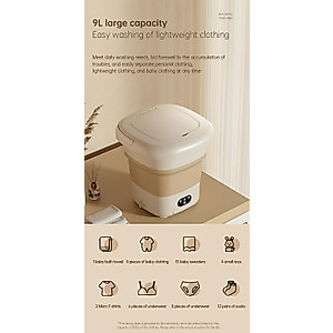 9L Large Capacity Portable Washing Machine,Small Washing Machine,Foldable Washing Machine with Spin-Dry Basket,Mini Washing Machine with 3 Modes Deep Cleaning for Underwear or Small Items,