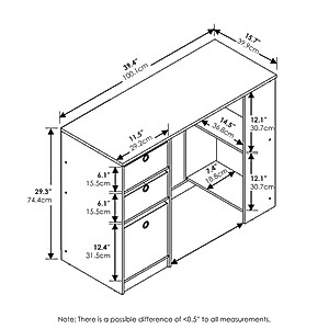 Furinno Jaya Modern Computer Study Desk, Small, French Oak Grey/Black
