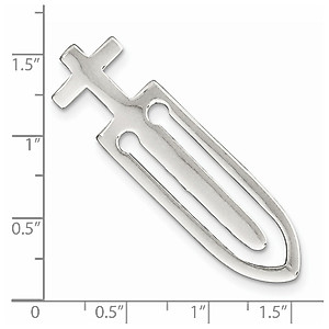 Solid 925 Sterling Silver Cross Bookmark (13mm)