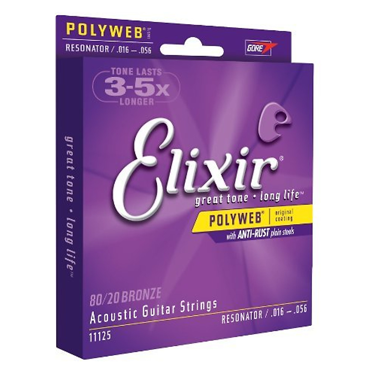 Elixir Strings 80/20 Bronze Resonator Acoustic Guitar Strings w POLYWEB Coating (.016-.056)