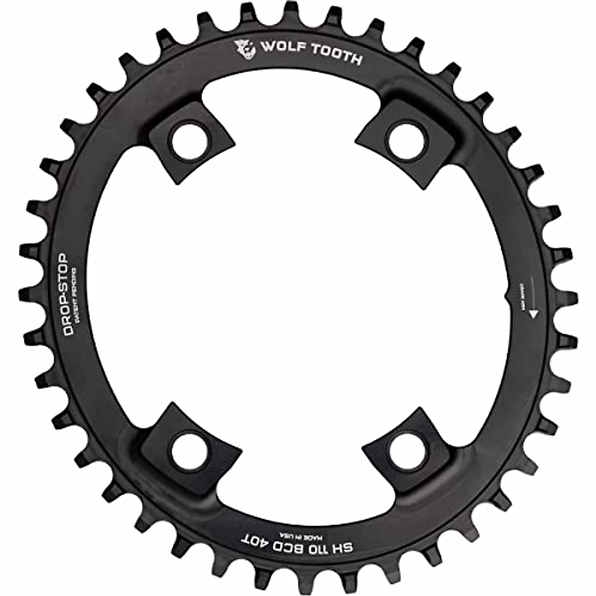 Wolf Tooth Elliptical Gravel Road Bike 110 BCD 4-Bolt Oval Chainring for Shimano Cranks (38 Tooth, PowerTrac)