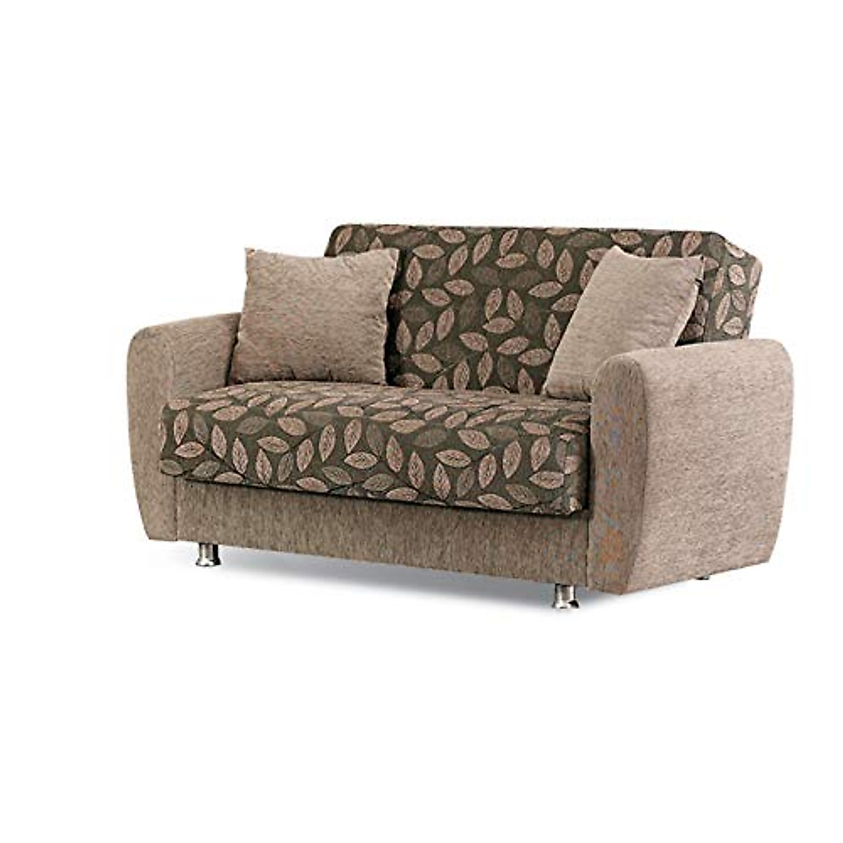 BEYAN Chestnut 2016 Collection Living Room Convertible Storage Loveseat with Storage Space, Includes 2 Pillows, Dark Brown