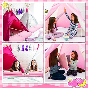 8 Pieces 8 Pieces Sleepover Party Supplies Include Soft Throw Blankets Air Mattress Sheet Pad Covers for Spa Sleepover Slumber Birthday Party Favors (White and Pink)