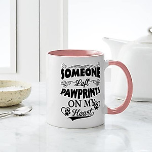 CafePress Someone Left Pawprints On My Heart Mug Ceramic Coffee Mug, Tea Cup 11 oz