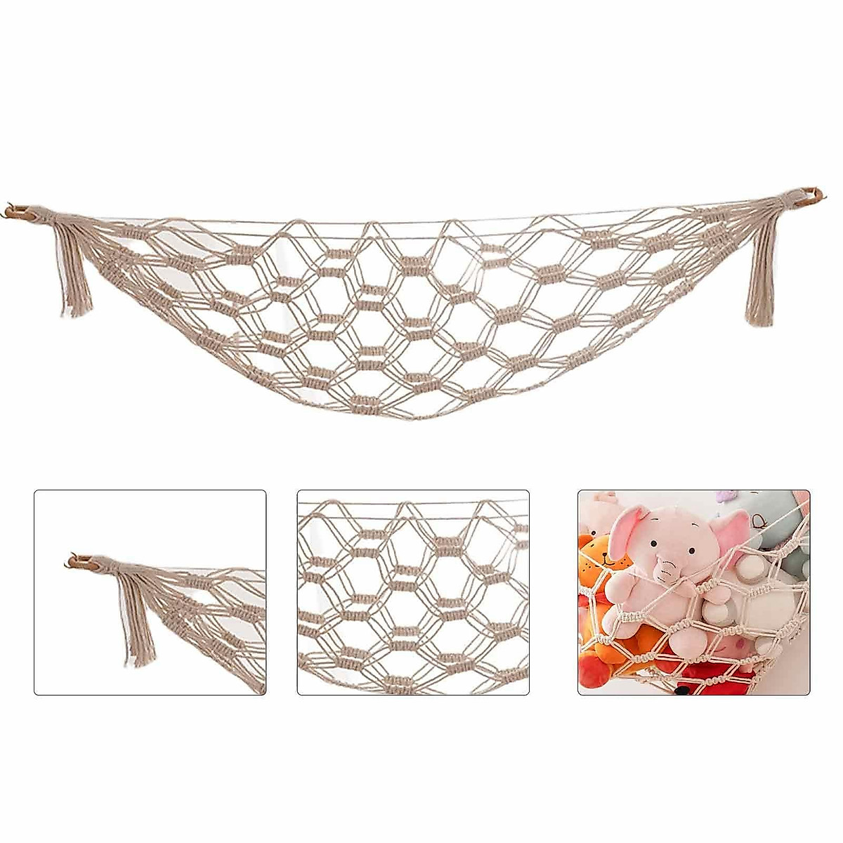 Toy Storage Hammock for Stuffed Animals Boho Storage Hammock Plush Toy Storage Net Soft Toy Net Hammock for Kids Room