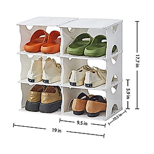 LGAQCOX 2 Pcs of 4 Tier Shoe Rack, Free Standing Shoe Racks for Closet, Free-Combination Narrow Shoe Storage Organizer for Bedroom & Entryway, Space Saver Stackable Shoe Shelf, Easy Assembly,White