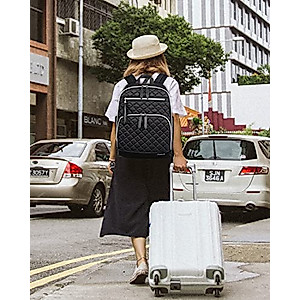 Mancro Laptop Backpack for Women, 14 Inch Laptop Backpacks for Travel, Work Casual Daypack Ladies Backpack Girls College Bookbag, 2pcs Sets, Black