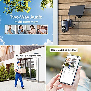 Xega 2 Pack Security Camera Wireless Outdoor 2K 360° PTZ Camera Solar Security Cameras for Home Surveillance 2.4G WiFi Spotlight & Siren Color Night Vision PIR Motion Detection 2-Way Talk IP66