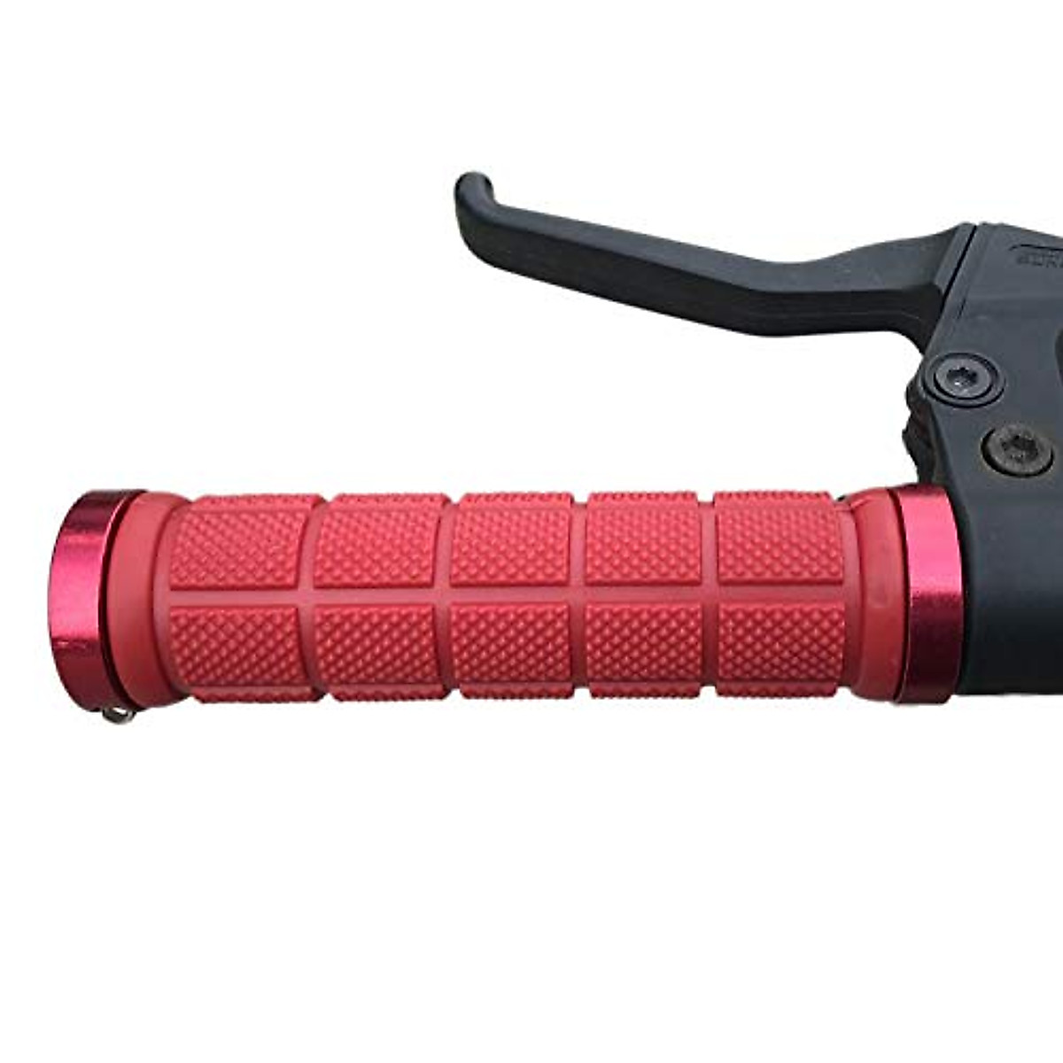 Platt Bike Handlebar Grips Rubber Comfortable Bicycle Handle Grip for MTB/BMX with Plastic End Caps,Red