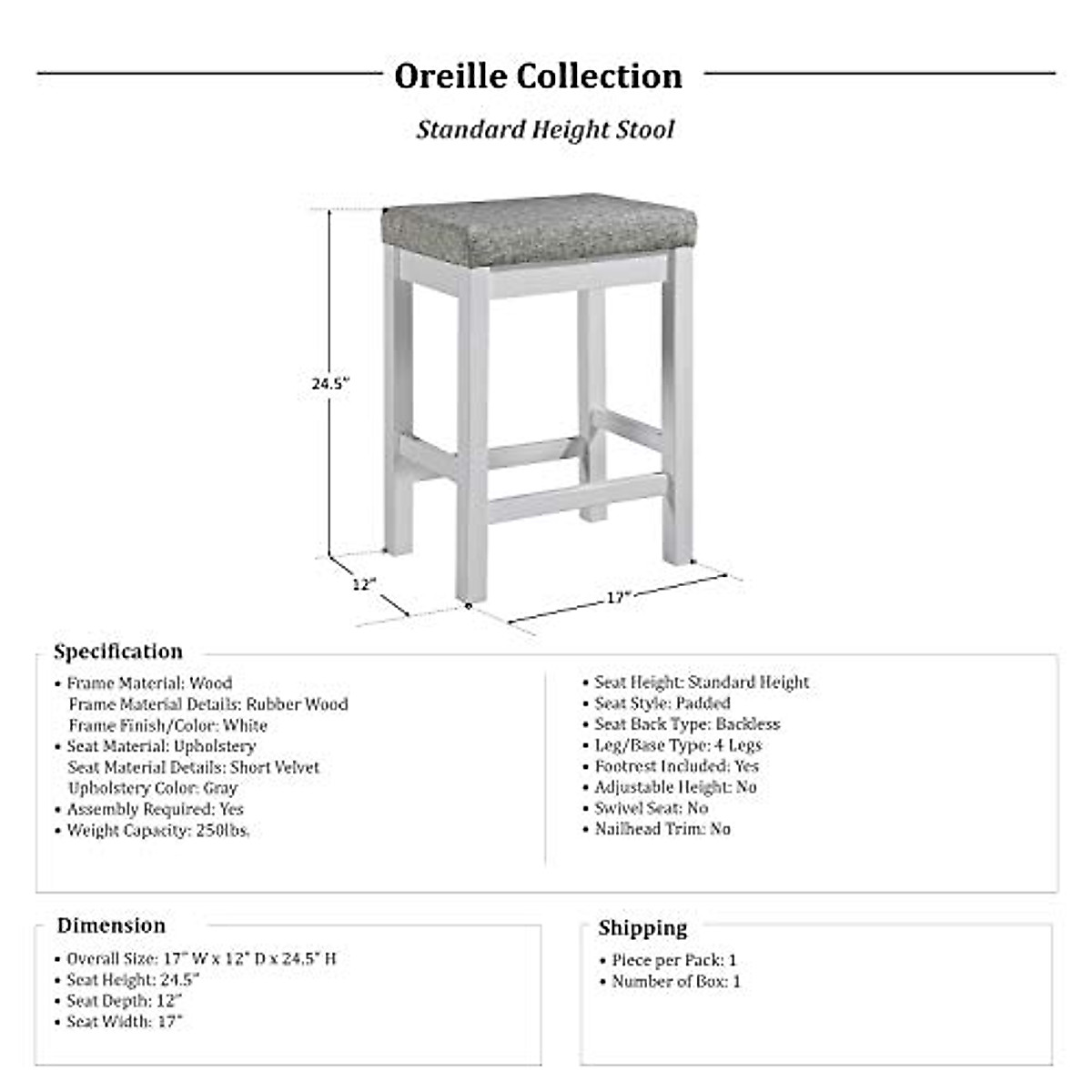 Lexicon Oreille 4-Piece Counter Height Dining Set, White