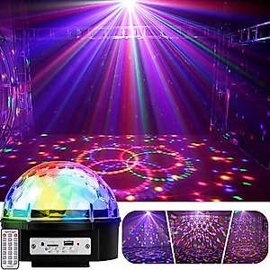 YouOKLight Disco Light, 9 Color LED Music Crystal Ball, Sound Activated, Remote Control, for Party, Home, Room, Dance, Birthday Gift, Kids Club