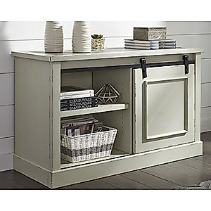 Signature Design by Ashley Jonileene Farmhouse 50" Credenza with Sliding Barn Door, Distressed White