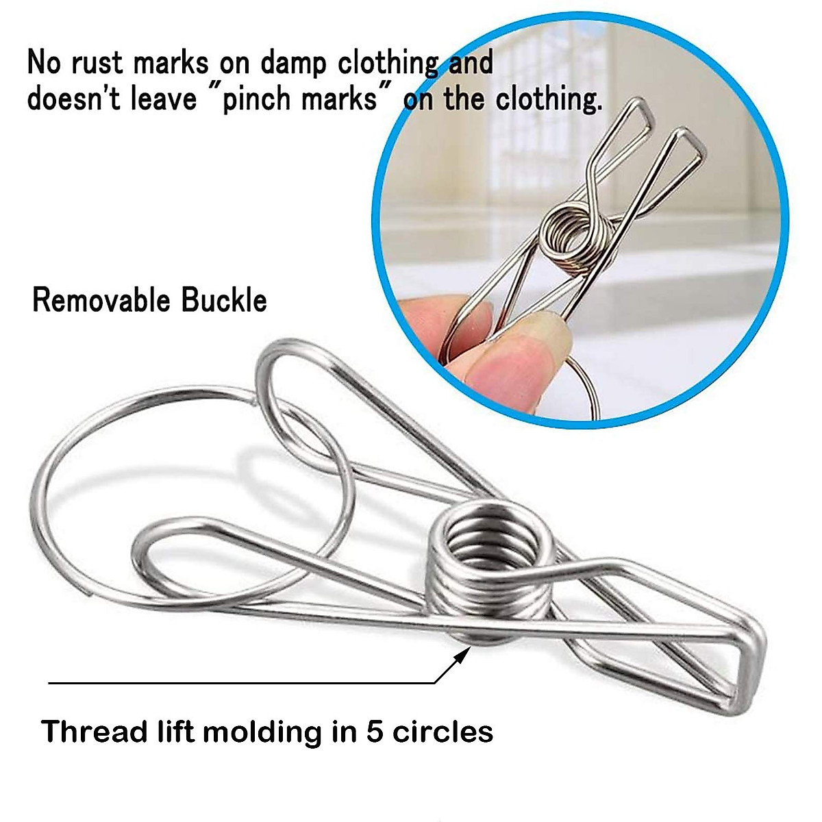 CenYouful 2 Pack Stainless Steel Round Hanging Drying Rack with 20 Clips for Drying Socks, Baby Clothes, Bras, Towel, Underwear, Hat, Scarf, Pants, Gloves