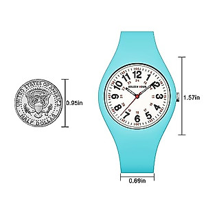 GOLDEN HOUR Waterproof Sports Analog Unisex Watches for Nurse Medical Professionals, Students - Military Time Glowing Easy to Read Dial, Jelly Silicone Strap in Light Blue