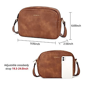 WESTBRONCO Crossbody Bag for Women Vegan Leather Wallet Purses Satchel Shoulder Bags Small Size Brown