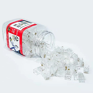 EZYUMM 100 Pieces RJ45 Cat6a Pass Through Connectors Gold Plated Cat 6a Bold Connector for Thick 23 AWG Cables