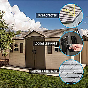 Lifetime 60079 Outdoor Storage Dual Entry Shed, 15 x 8 ft, Desert Sand