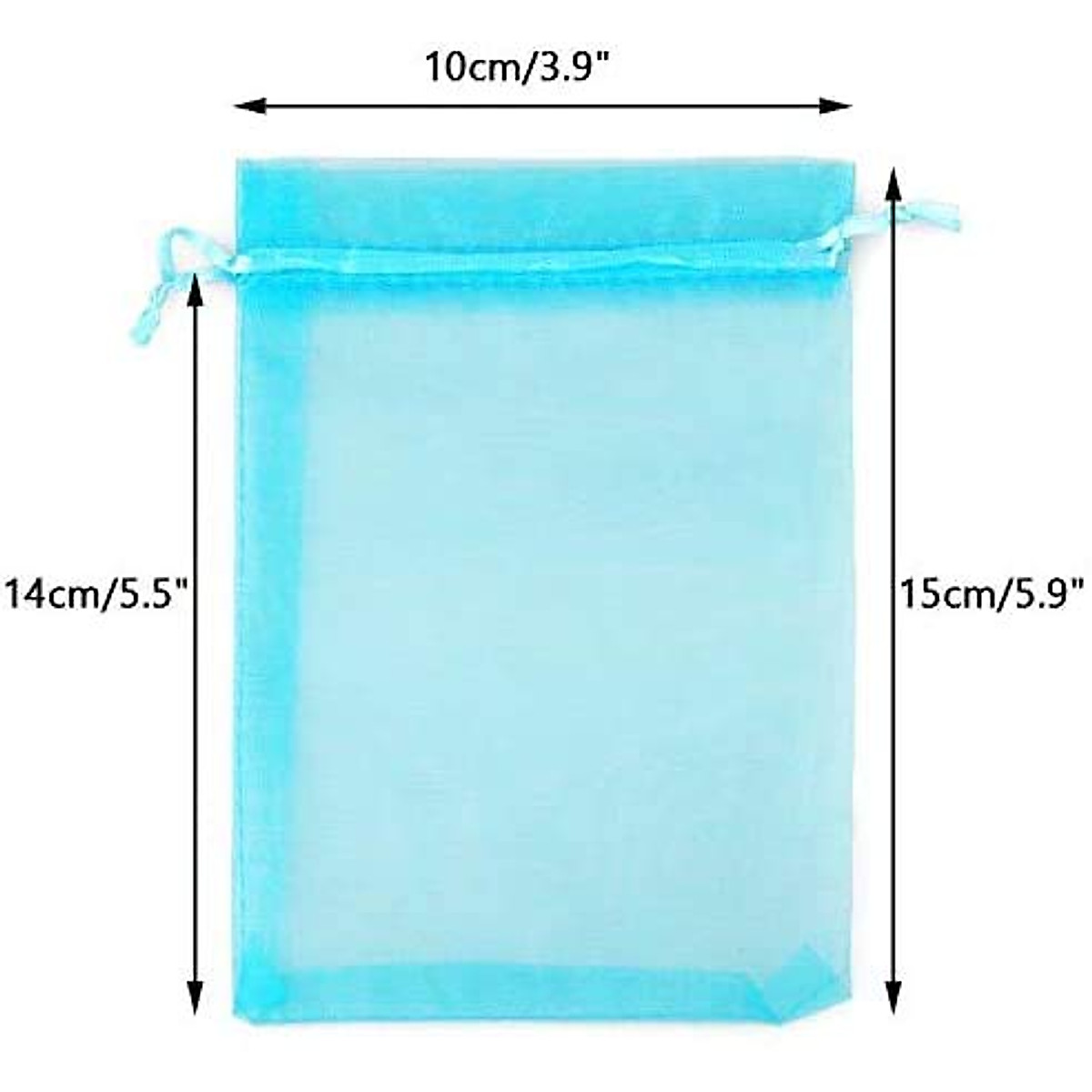 G2PLUS 4''X6 Organza Bags,100PCS 10X15CM Drawstring Organza Jewelry Favor Pouches Wedding Party Festival Gift Bags Candy Bags (Lake Blue)