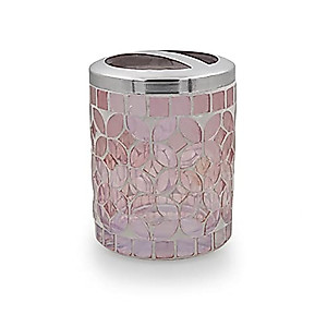 LushAccents Bathroom Accessories Set, 5-Piece Decorative Glass Bathroom Accessories Set, Soap Dispenser, Vanity Tray, Jar, Toothbrush Holder, Tumbler, Elegant Rose Gold Mosaic Glass