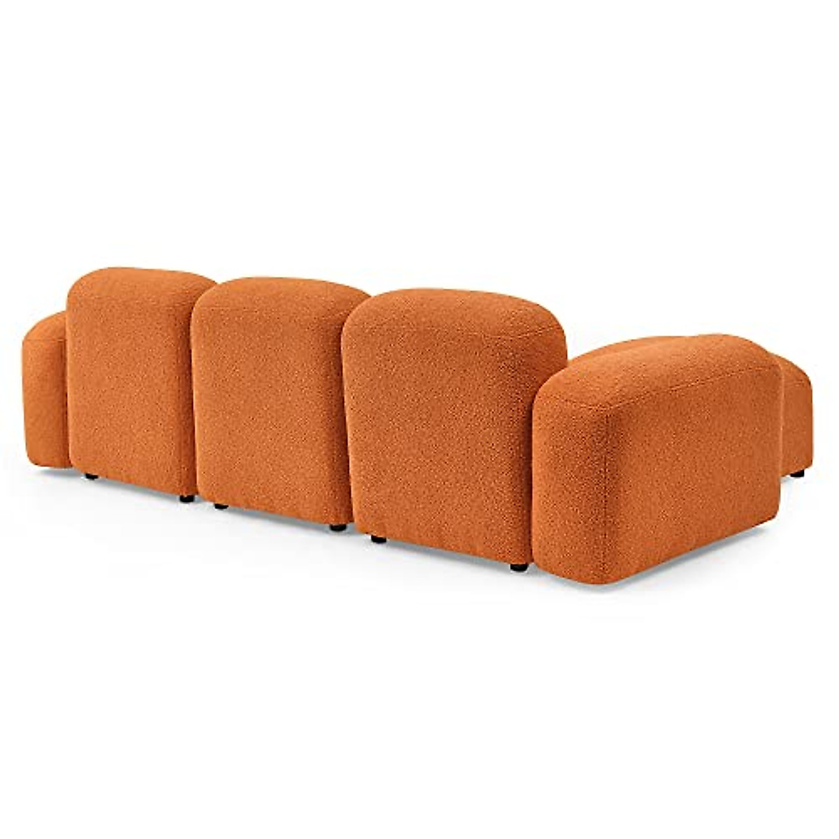 JIVOIT Modern Modular Sectional Sofa Set, DIY Combination L-Shape Upholstered Chaise Lounge Couch, Teddy Fabric 4-Seat Sofa for Living Room Bedroom Apartment Offic (Orange-DIY Combination)