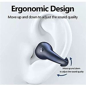 Wireless Earbuds Bluetooth Ear Clip Bone Conduction HeadphoneHi-fi Stereo with Portable Charging case Long Battery Life (Black)